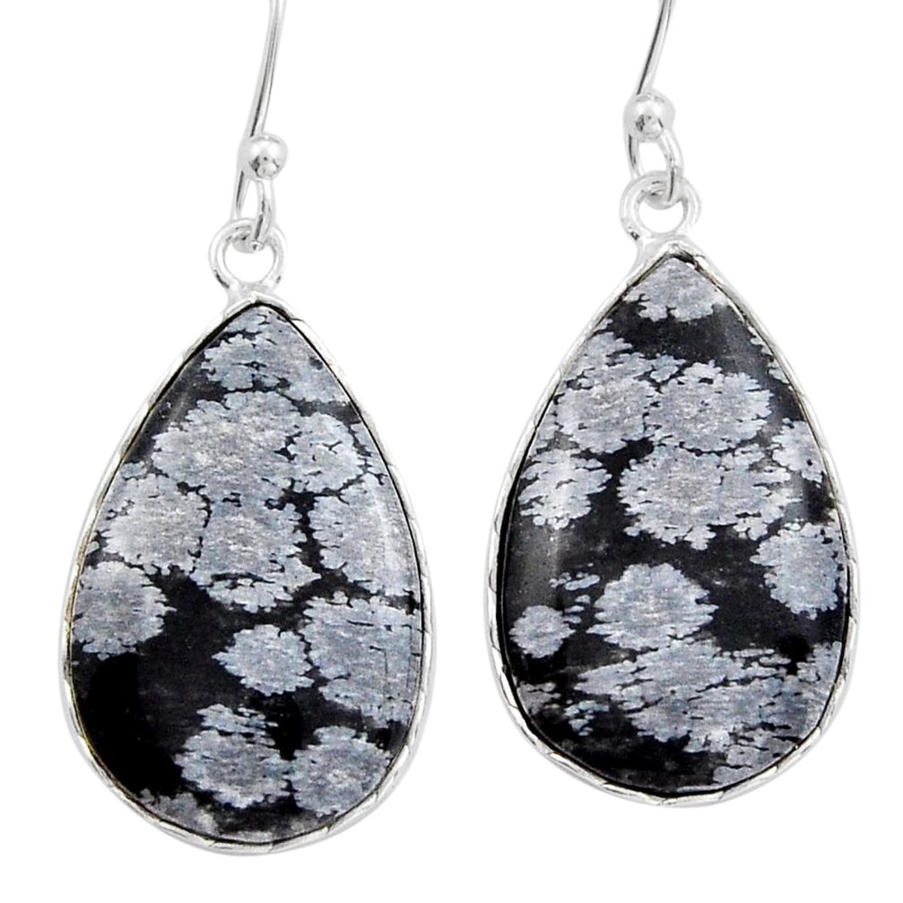 Natural Black Australian Obsidian 925 Silver Dangle Earrings Y20182 ...