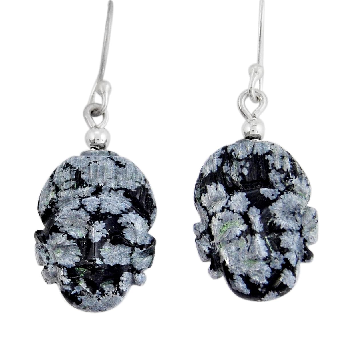 Natural Black Australian Obsidian 925 Silver Dangle Earrings Y24624 ...