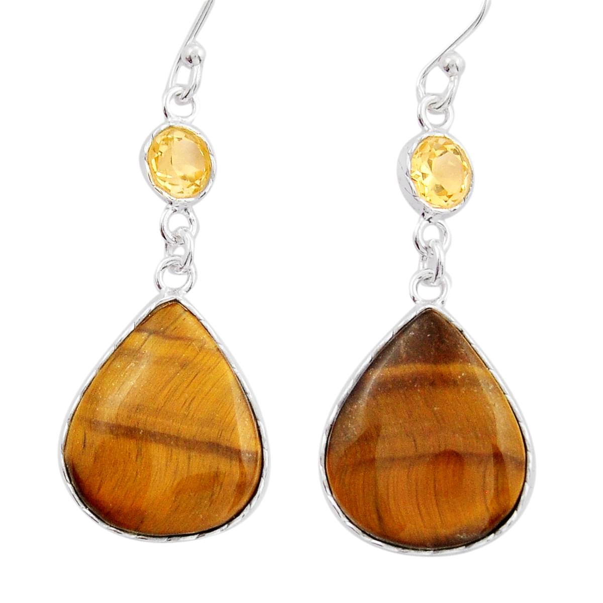 Natural Brown Tiger's Eye Citrine 925 Silver Dangle Earrings Y22208 ...