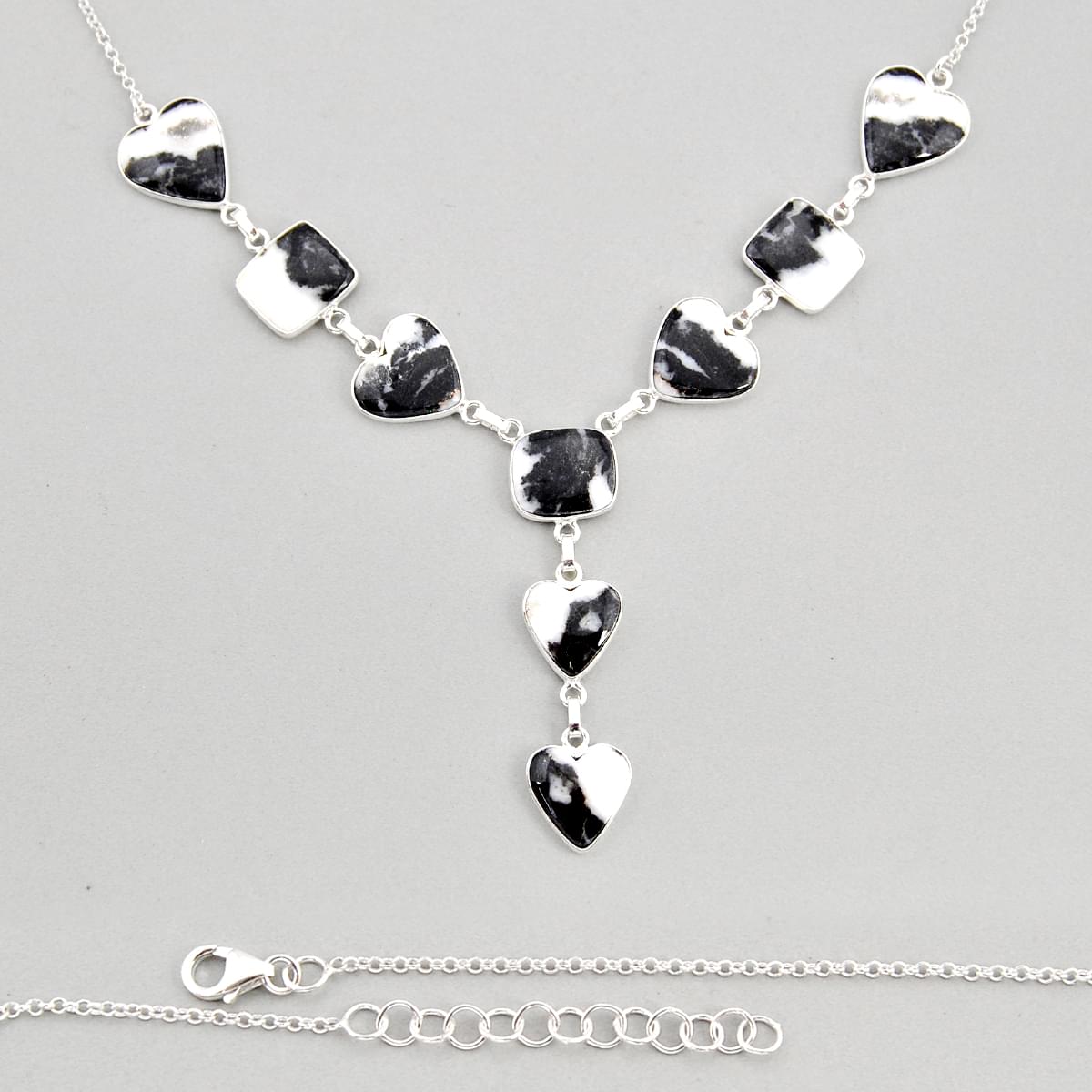 Natural White Zebra Jasper 925 Sterling Silver Necklace Jewelry Y72092 ...