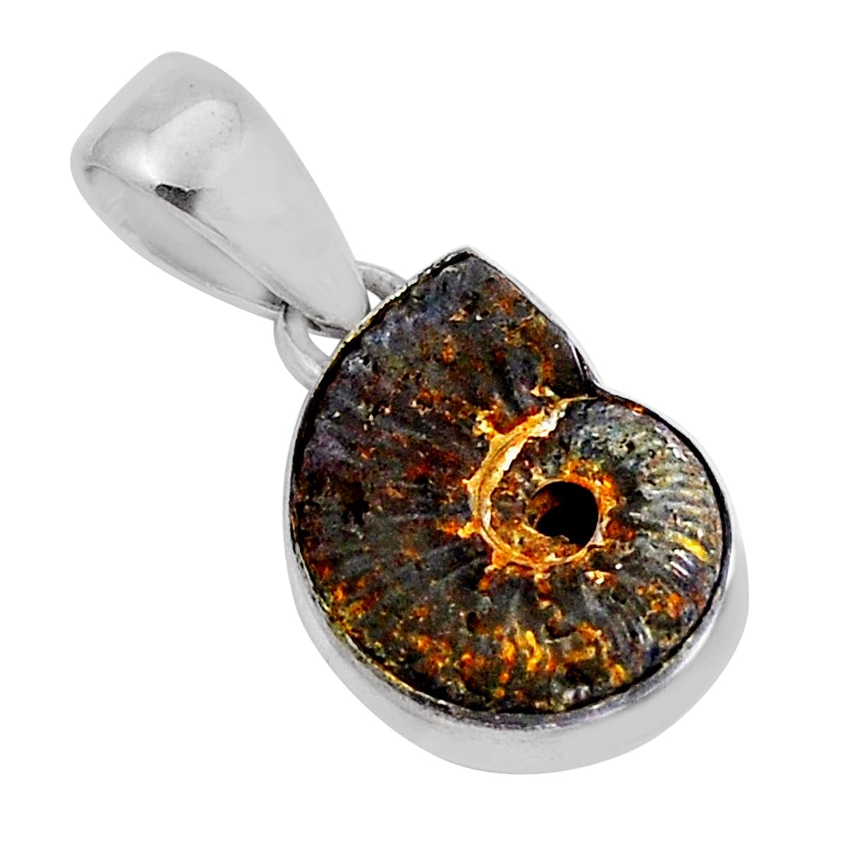 925 Silver Natural Russian Jurassic Opal Ammonite Fancy Pendant Y5366 ...