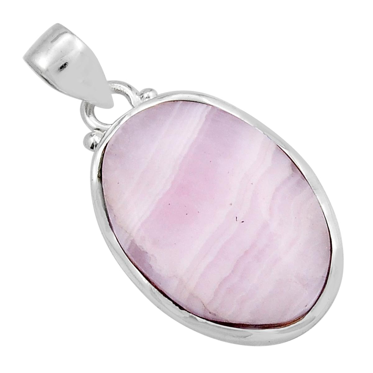 925 Sterling Silver Natural Pink Lace Agate Oval Pendant Jewelry Y21076 ...