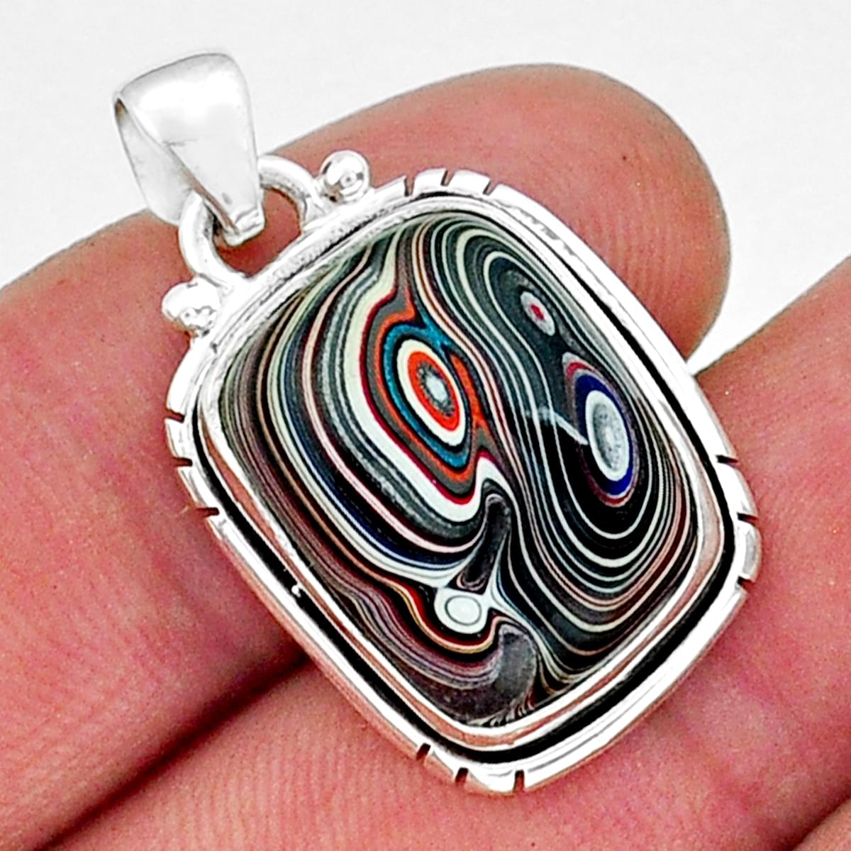Fordite Detroit Agate Octagan Sterling Silver Pendant Jewelry Y17881 ...