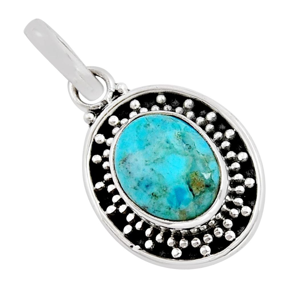 Green Arizona Mohave Turquoise Oval 925 Sterling Silver Pendant Y28304 ...