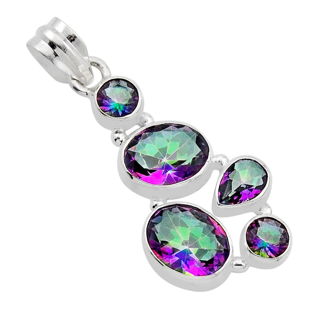 Multi Color Rainbow Topaz 925 Sterling Silver Pendant Jewelry Y87408 ...
