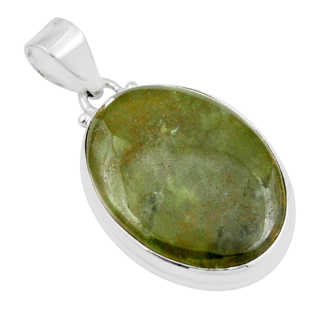 Natural Green Vasonite Oval 925 Sterling Silver Pendant Jewelry Y22943 | Gemexi