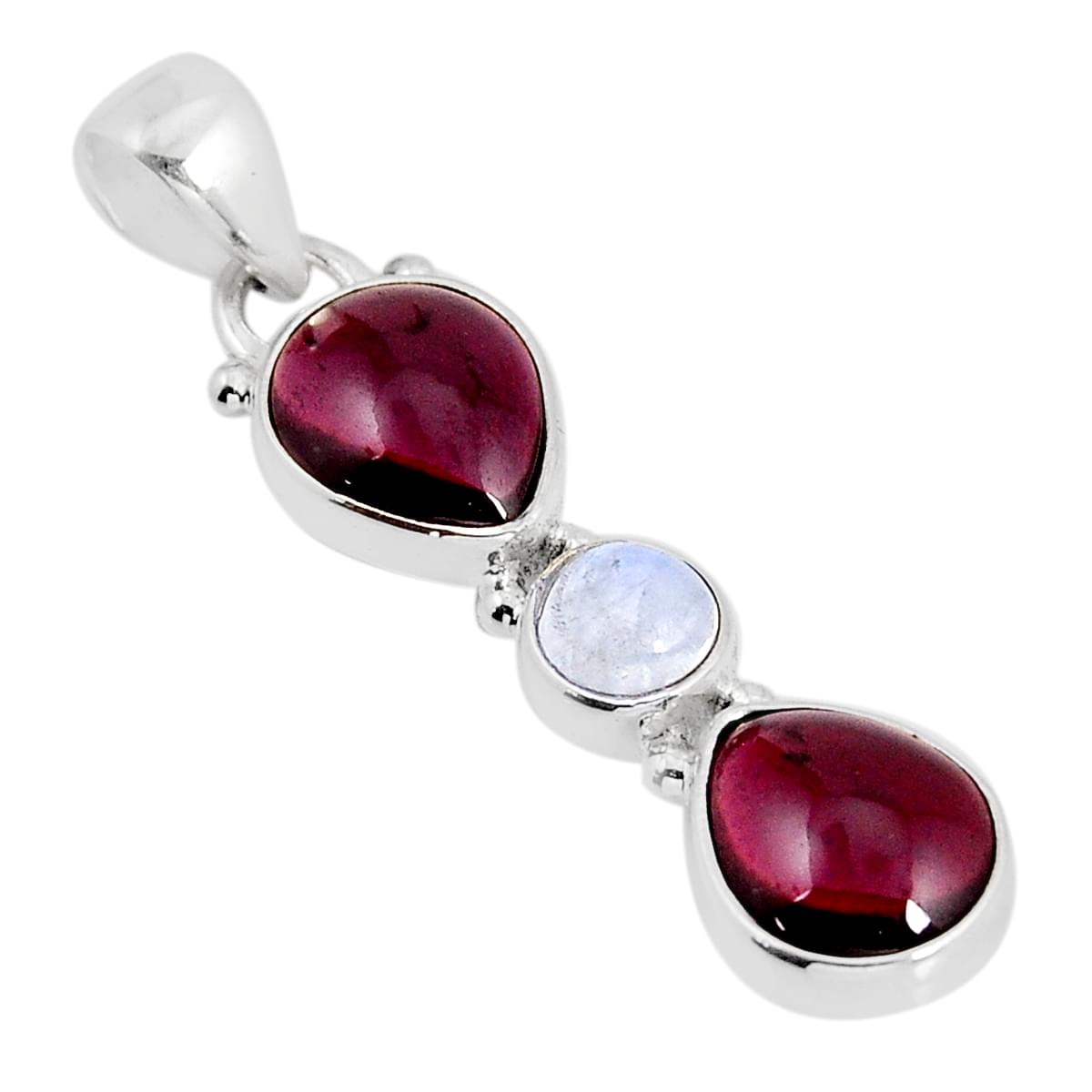 Natural Red Garnet Moonstone 925 Sterling Silver Pendant Jewelry Y55443 ...