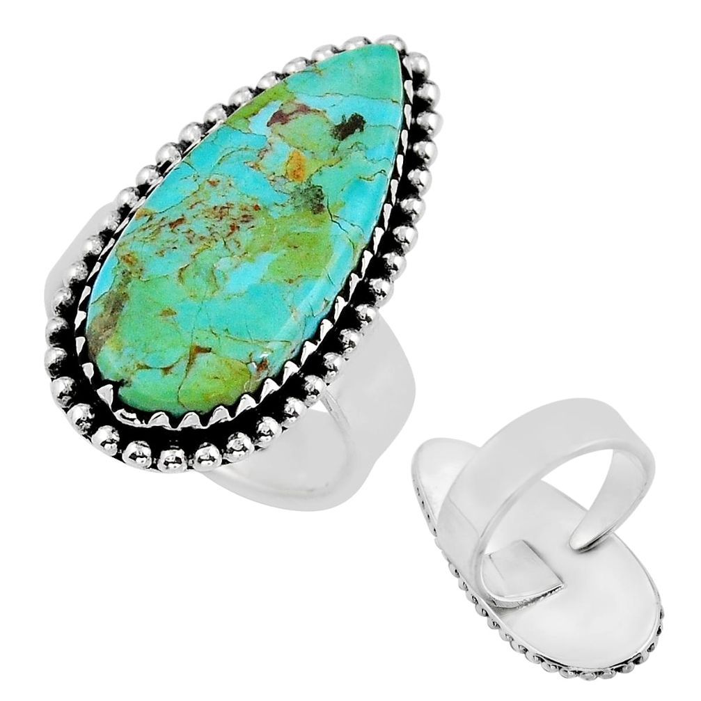 925 Silver Arizona Mohave Turquoise Pear Adjustable Ring Size 8 Y27663 ...
