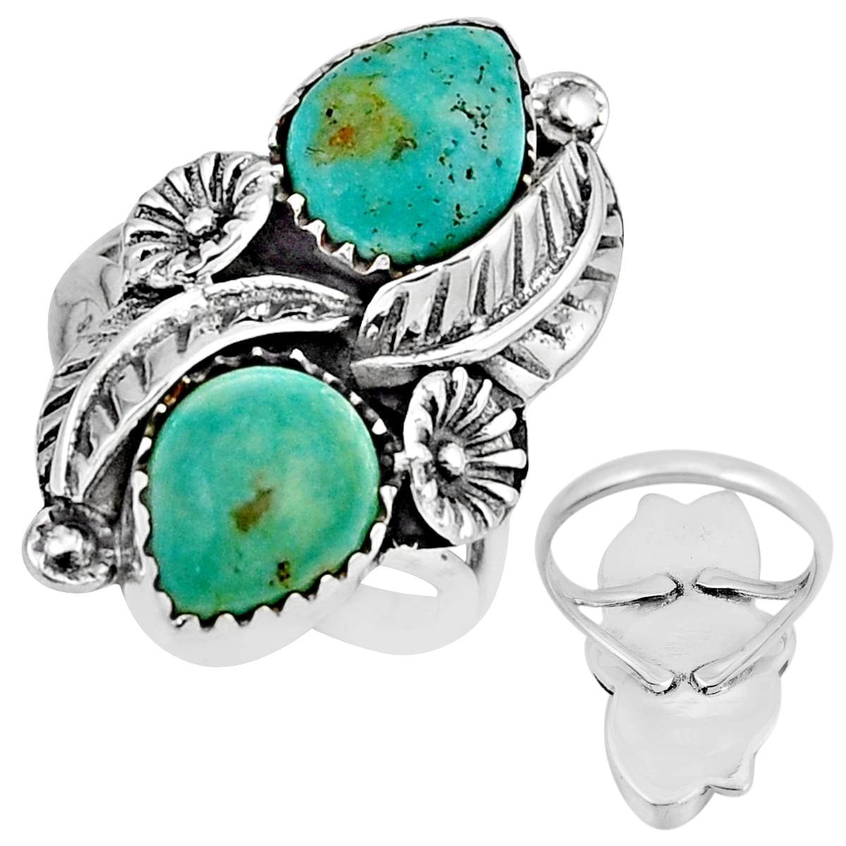 925 Silver Back Close Natural Kingman Turquoise Ring Y53950 | Gemexi