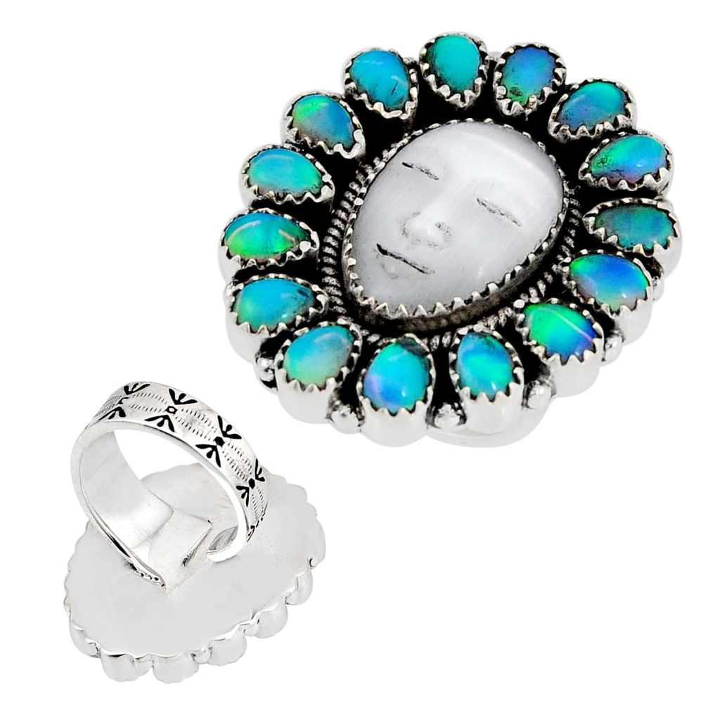 925 Silver Back Close Natural Moonstone Adjustable Ring Size 8 C30930 ...