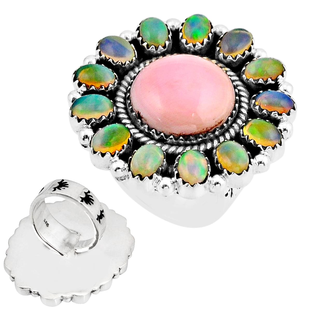 925 Silver Back Close Queen Conch Shell Adjustable Ring Size 8 C31419 ...