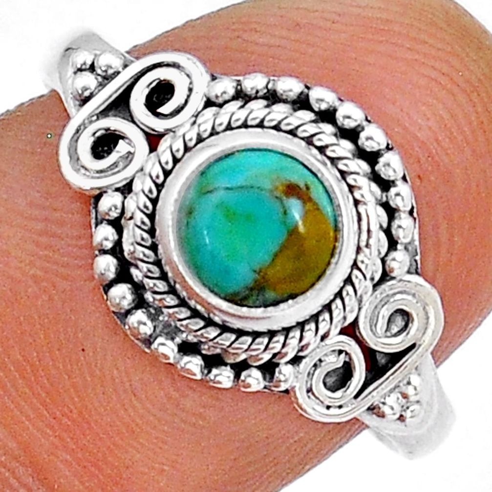 925 Silver Solitaire Green Arizona Mohave Turquoise Ring U96283 | Gemexi