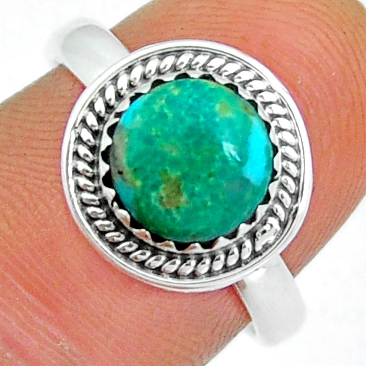 925 Silver Solitaire Green Arizona Mohave Turquoise Ring Y4867 | Gemexi