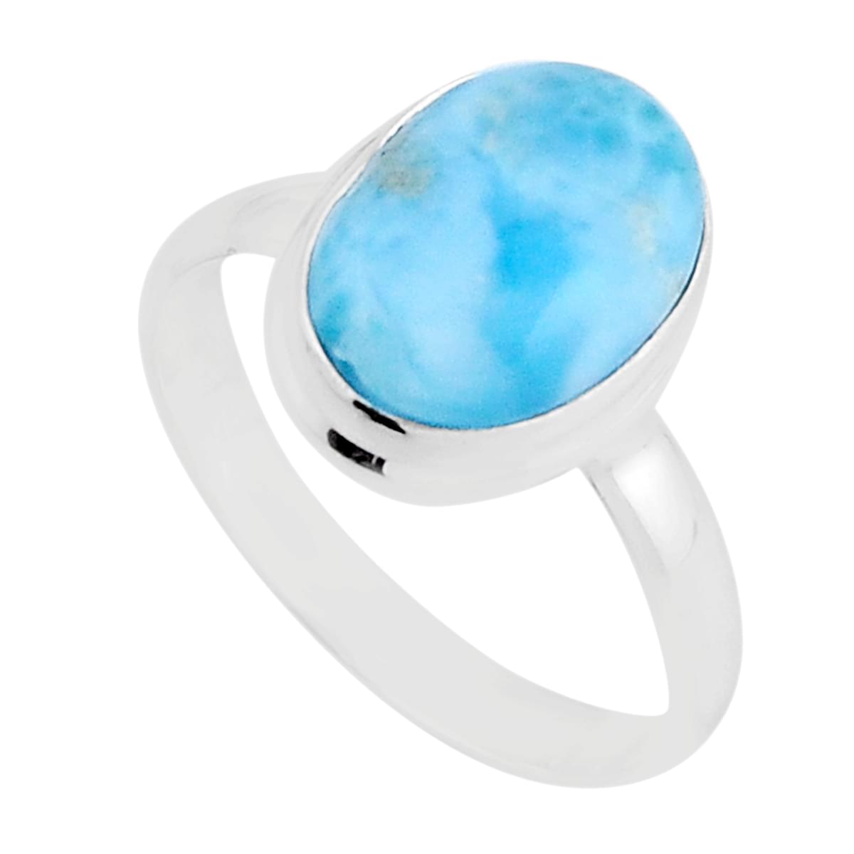 925 Sterling Silver Solitaire Natural Blue Larimar Ring Y57990 | Gemexi
