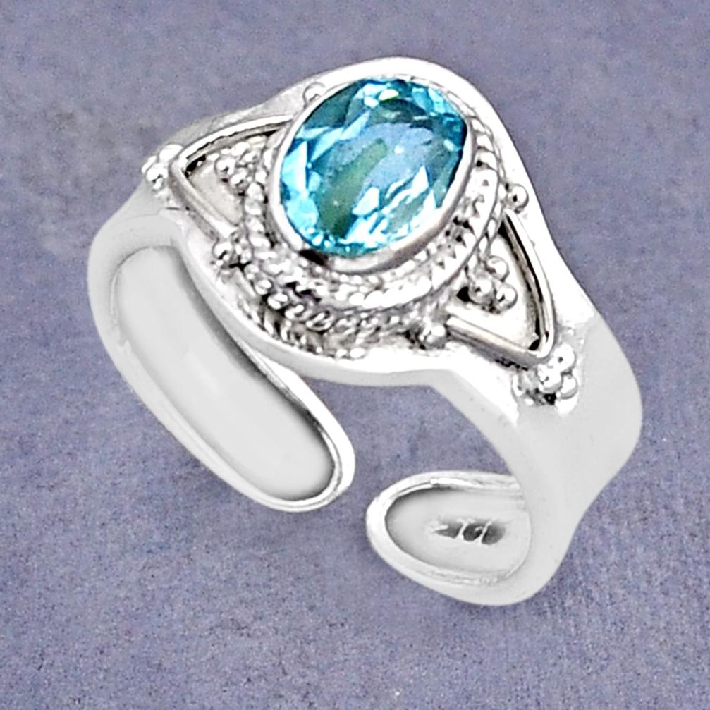 Natural Blue Topaz 925 Sterling Silver Adjustable Ring Size 7 Y53188 ...