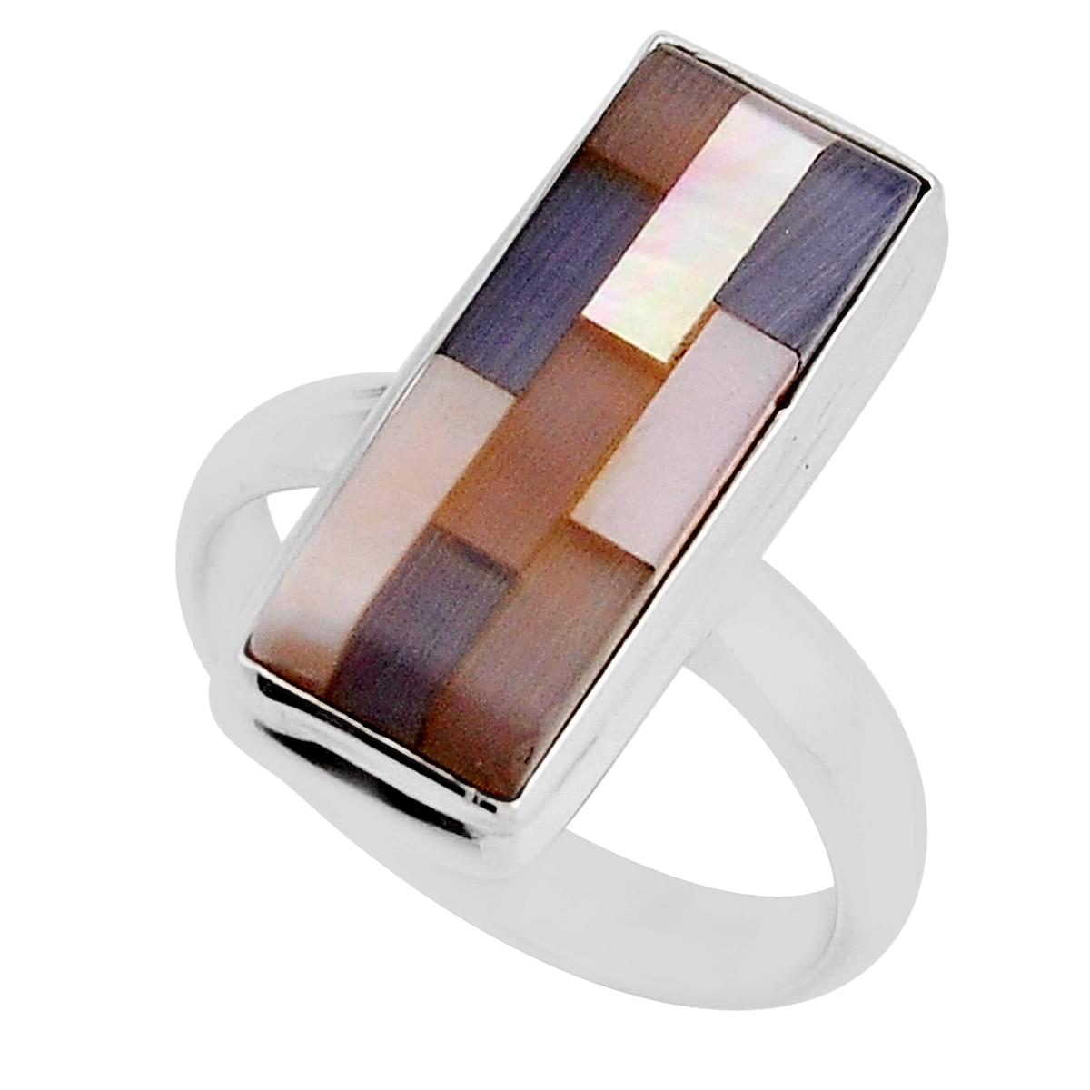 Solitaire Abalone Paua Seashell Pearl 925 Silver Ring Y49561 | Gemexi