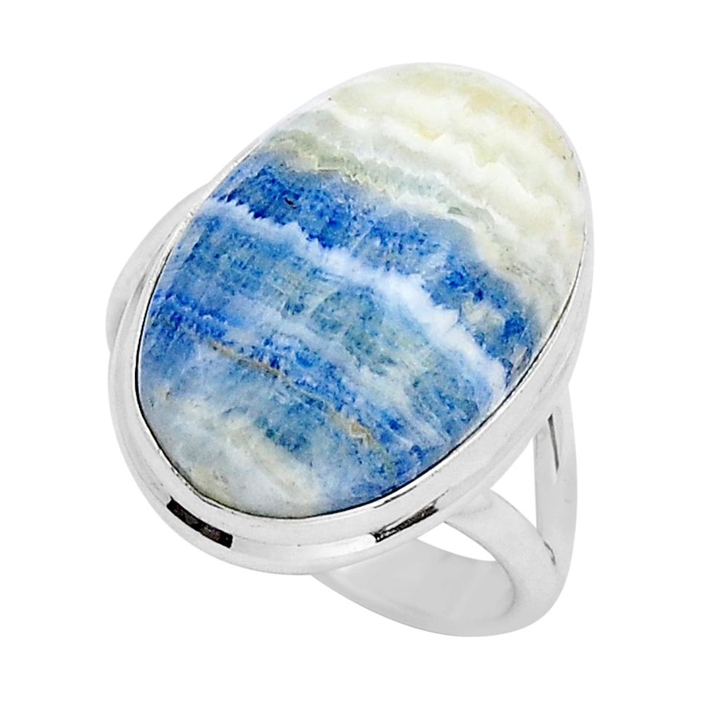 Solitaire Blue Scheelite (lapis Lace Onyx) Silver Ring Size 9 Y22169 ...
