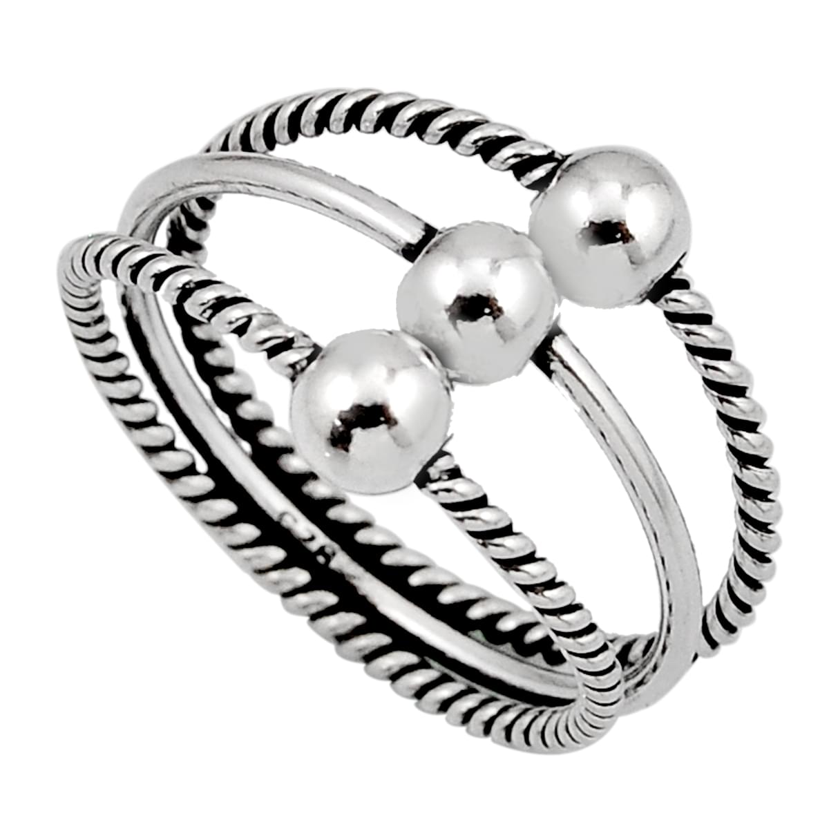 Solitaire Indonesian Bali Style Solid 925 Silver Ring Y48373 | Gemexi