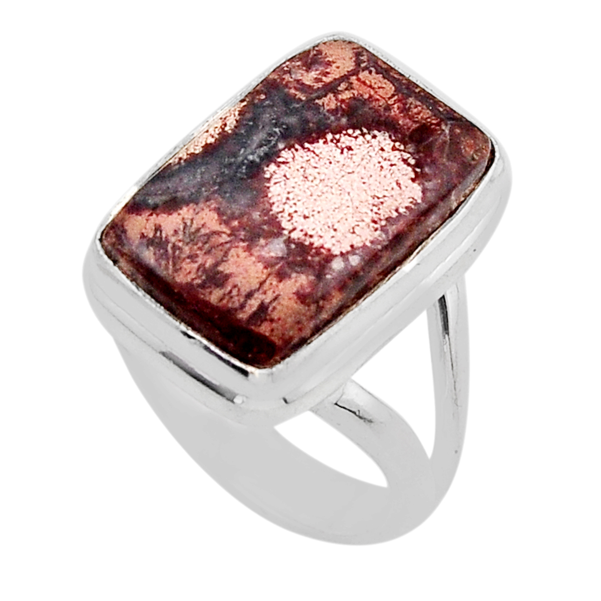 Solitaire Natural Brown Mushroom Rhyolite 925 Silver Ring Size 7 Y90494 ...