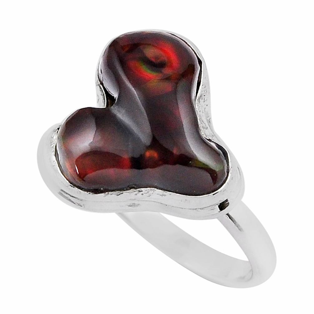Solitaire Natural Mexican Fire Agate 925 Silver Ring Y42426 | Gemexi